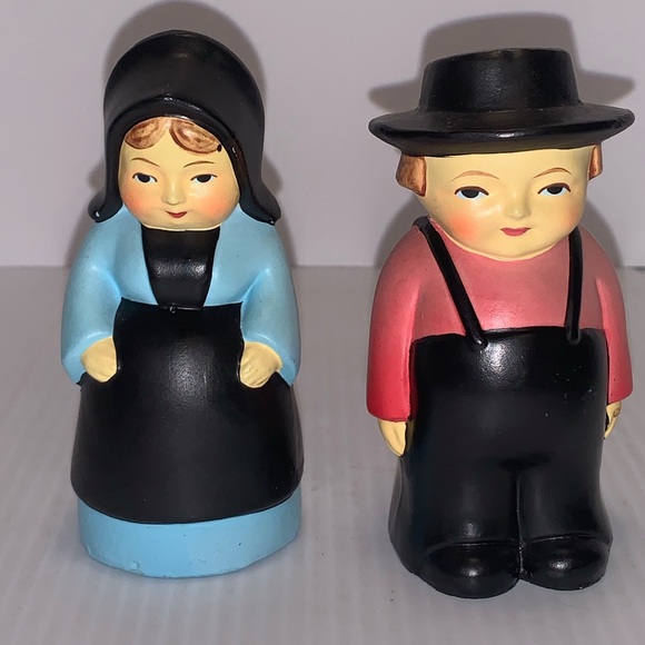 Accents | Vintage Japan Primitive Amish Man Woman Salt Pepper Shakers ...